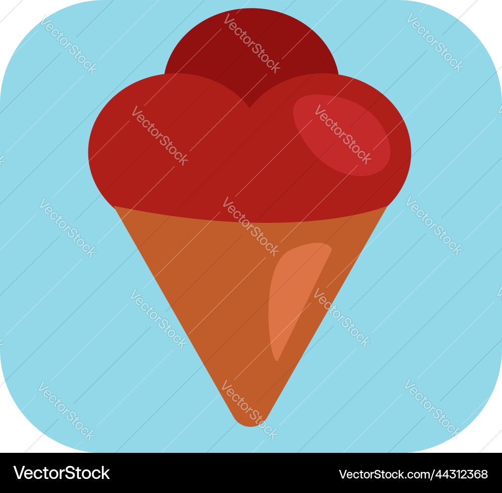 Red ice cream in cone on a white background Vector Image