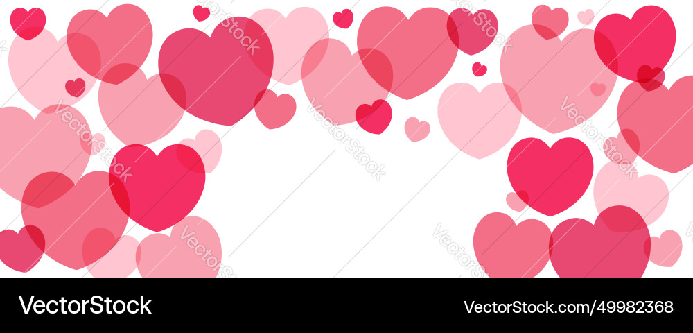 Red pink hearts valentines day frame border Vector Image