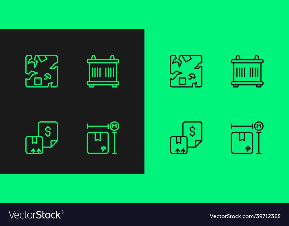 Set line cardboard box measurement waybill Vector Image
