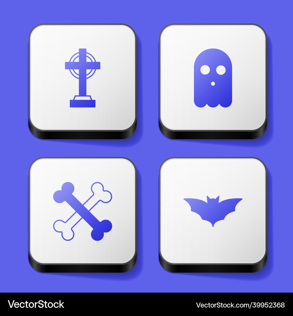 Set tombstone with cross ghost crossed bones Vector Image