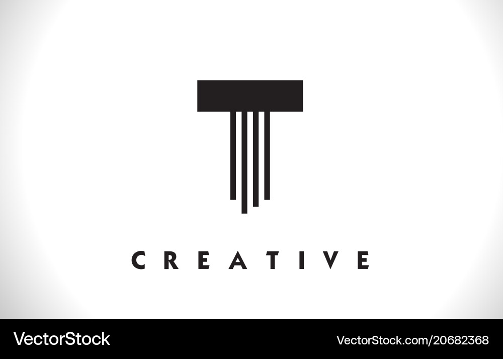 T logo letter with black lines design line Vector Image