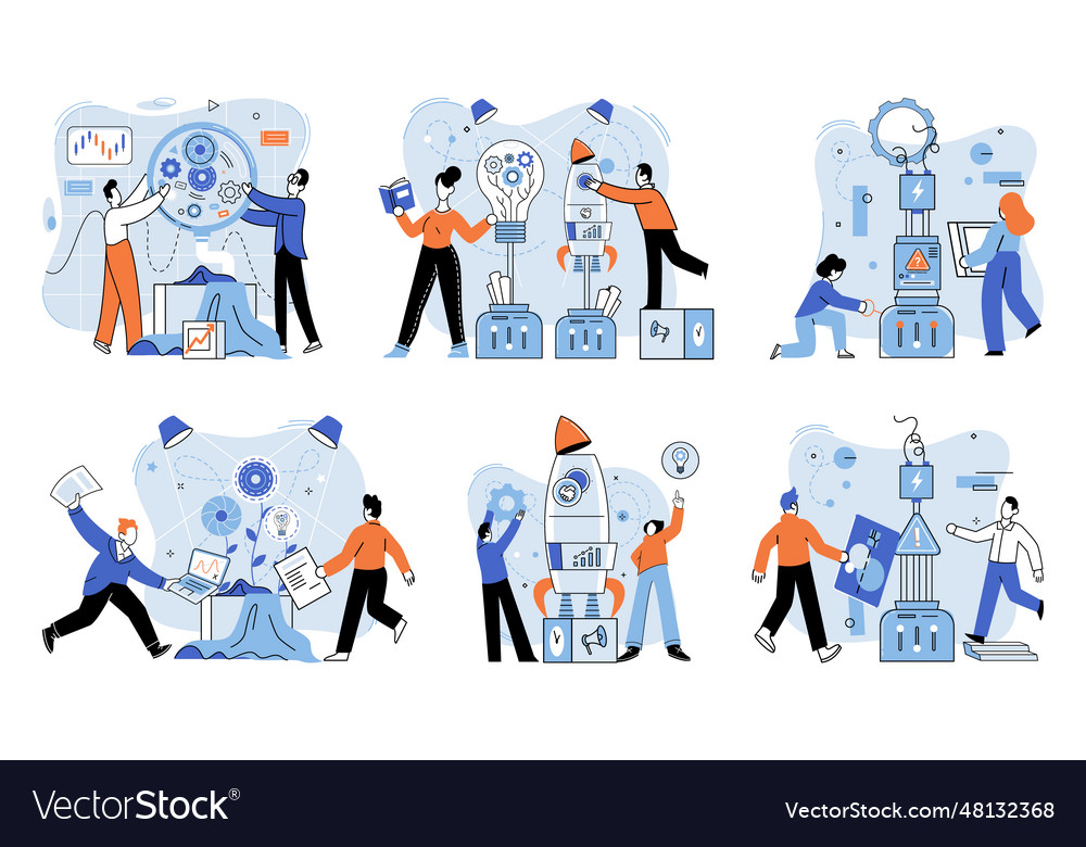 Team solving problems solutions to problems use Vector Image