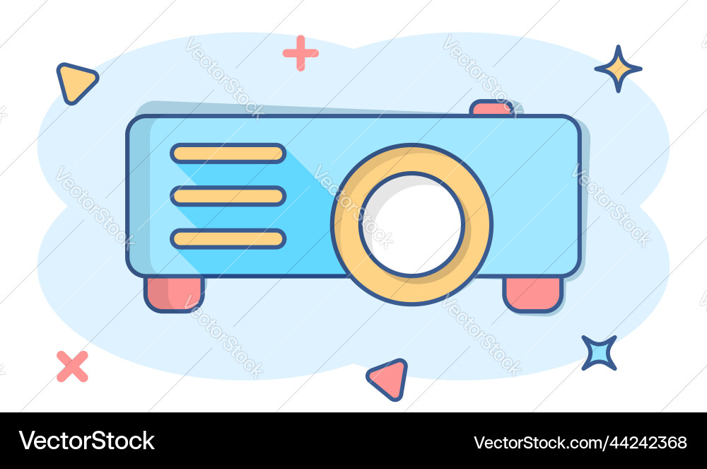 Video projector sign icon in comic style cinema Vector Image