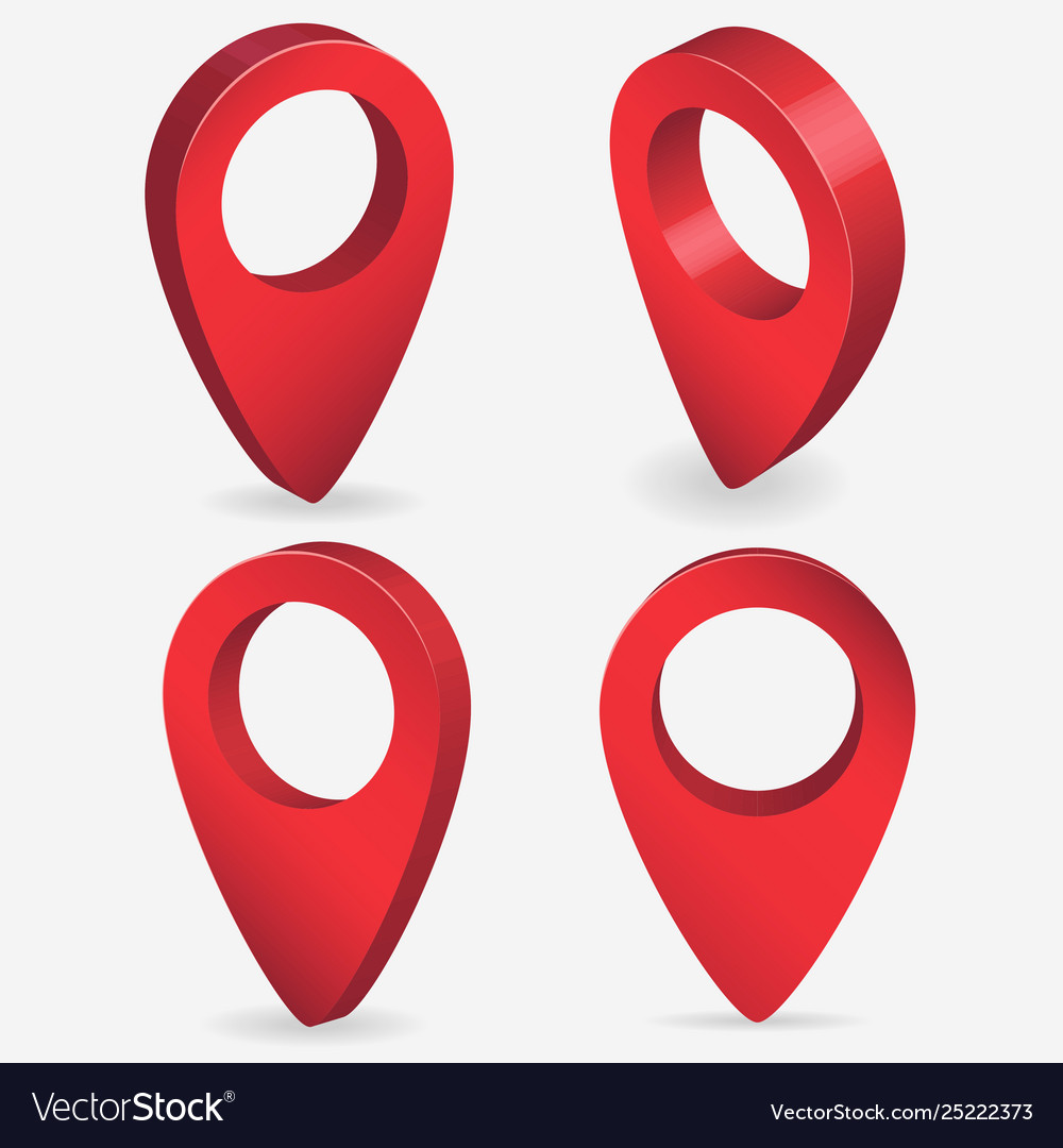 3d map pointer pin isolated red location Vector Image