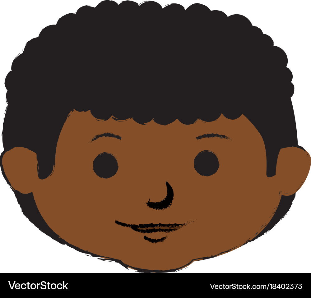 Black little boy head character Royalty Free Vector Image