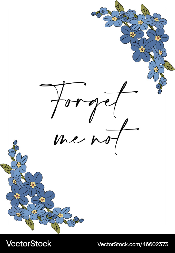 Blank card with forget me not flowers Royalty Free Vector