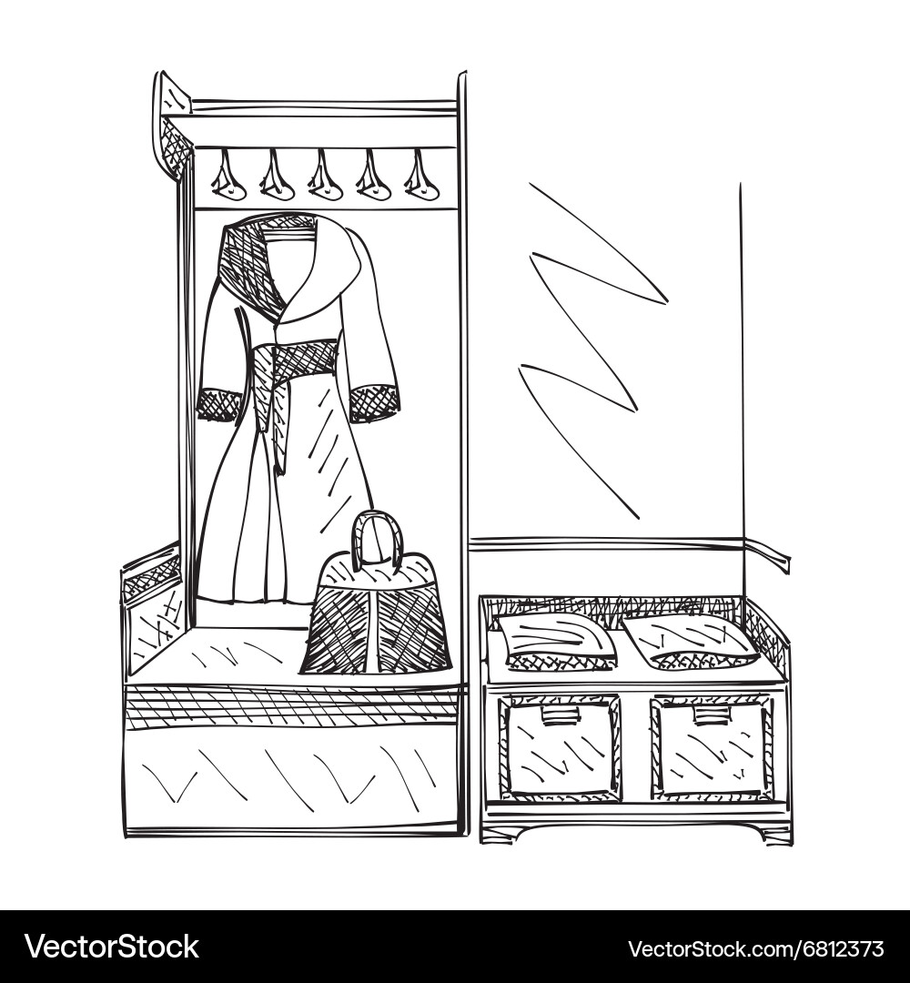 Hand drawn wardrobe sketch Royalty Free Vector Image