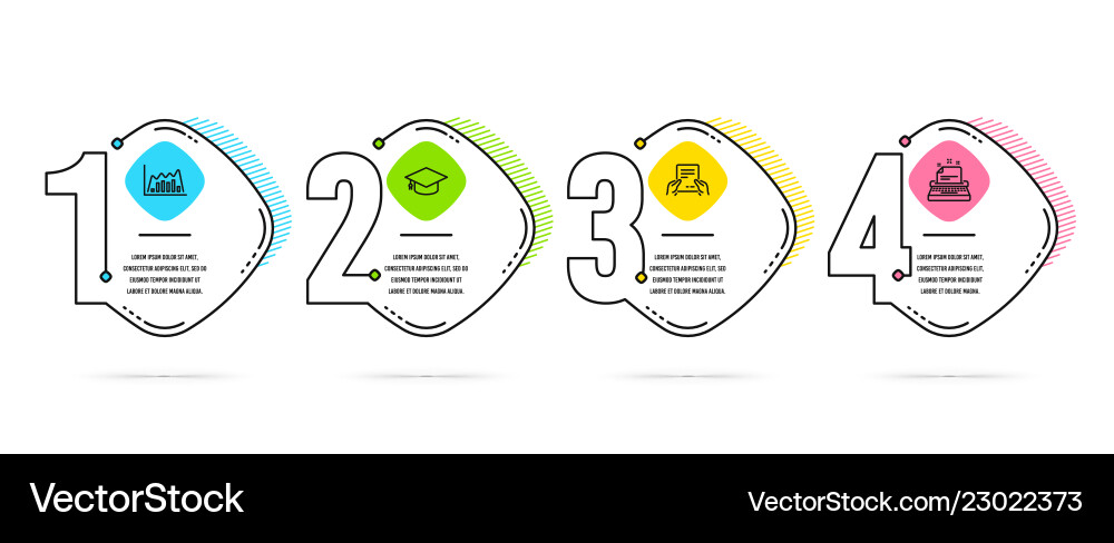 Infographic graph receive file and graduation cap Vector Image