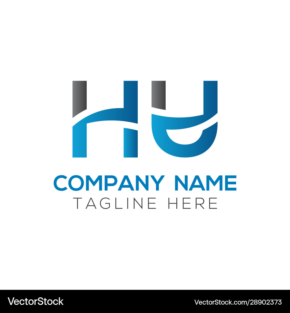 Letter hu logo design linked template with blue Vector Image