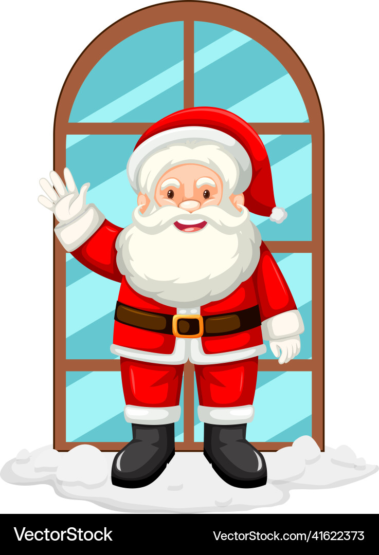 Santa waving hand by the window Royalty Free Vector Image