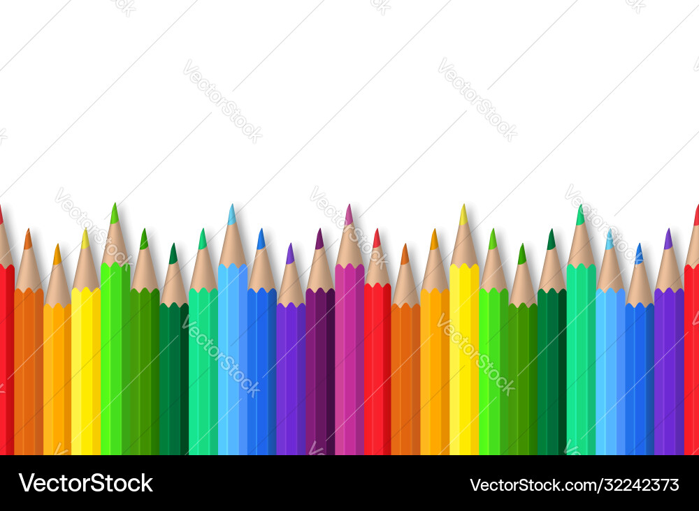 Seamless color pencils on white background red Vector Image
