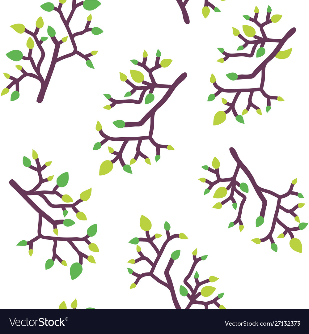 Seamless pattern with leaves and branches simple Vector Image