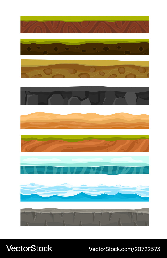 Set of grounds soil and land Royalty Free Vector Image