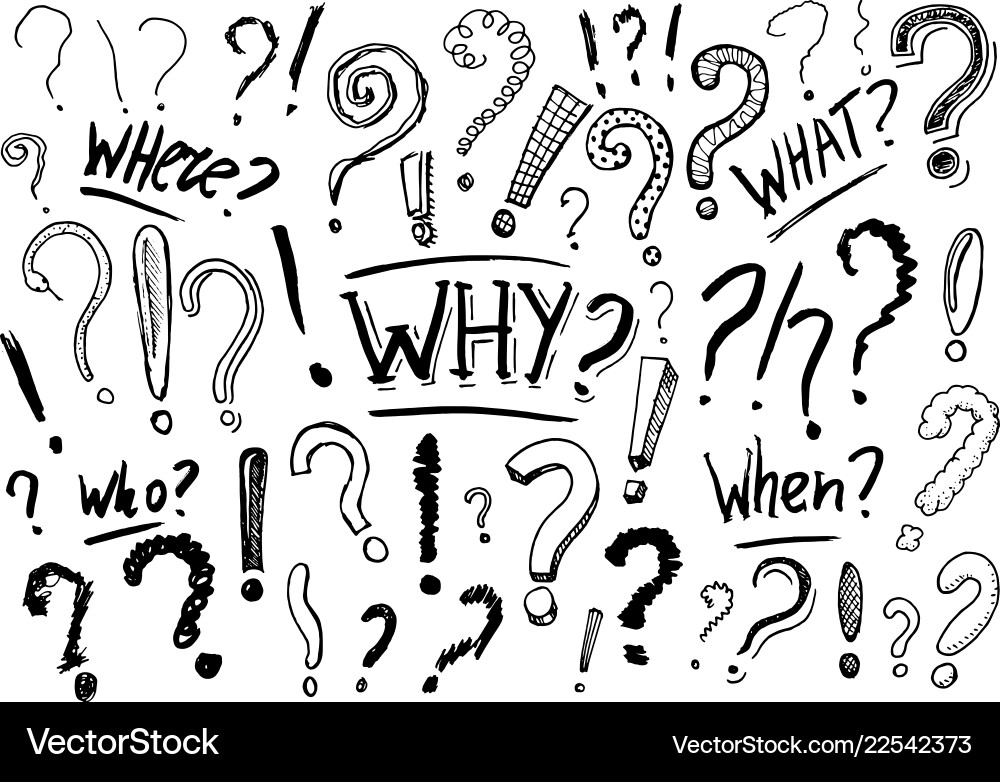 Set question mark doodle style collection of Vector Image