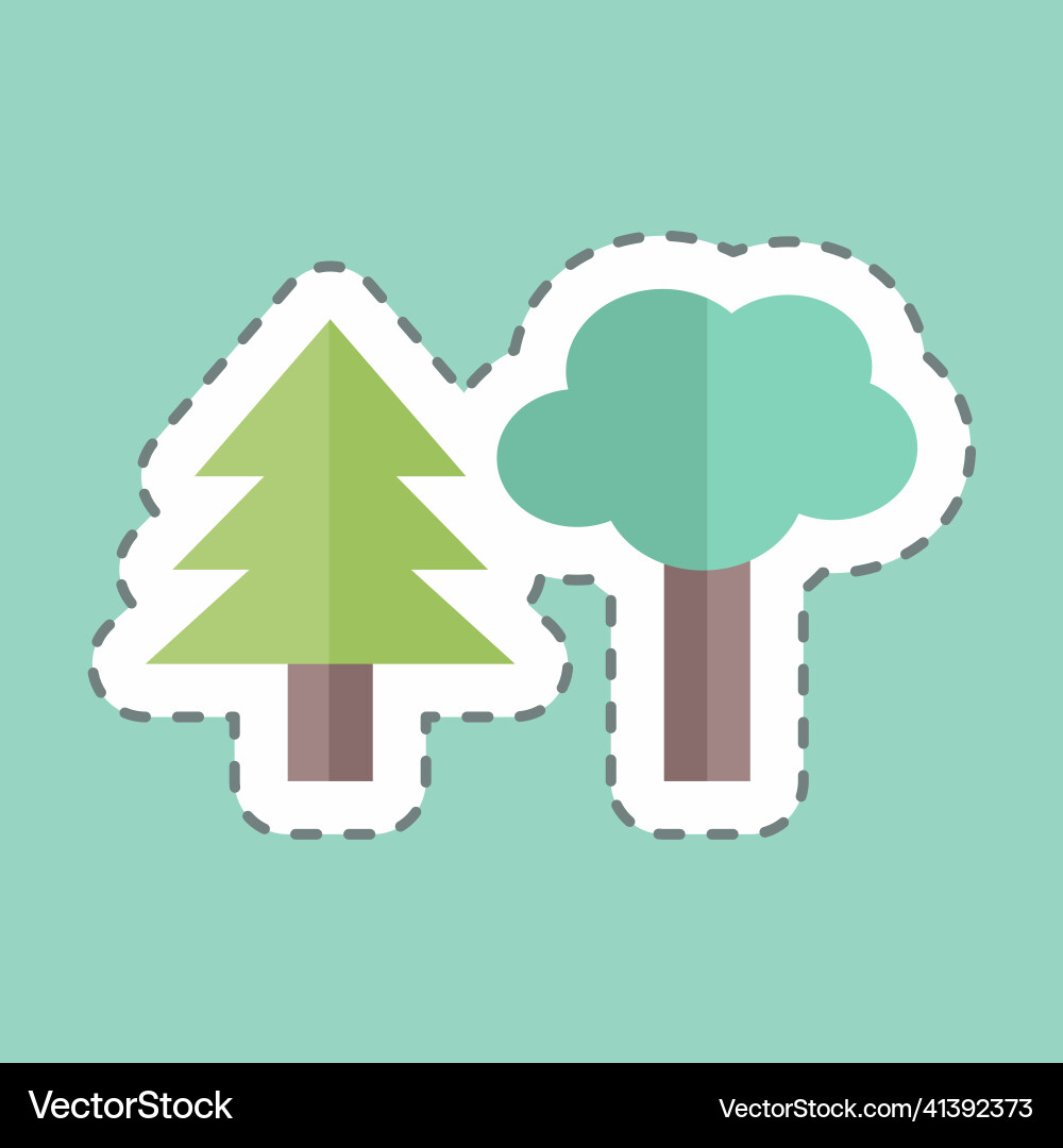 Sticker trees line cut - simple good for prints Vector Image