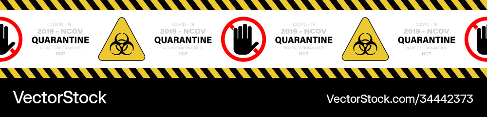 Stop quarantine banner or ribbon warning Vector Image