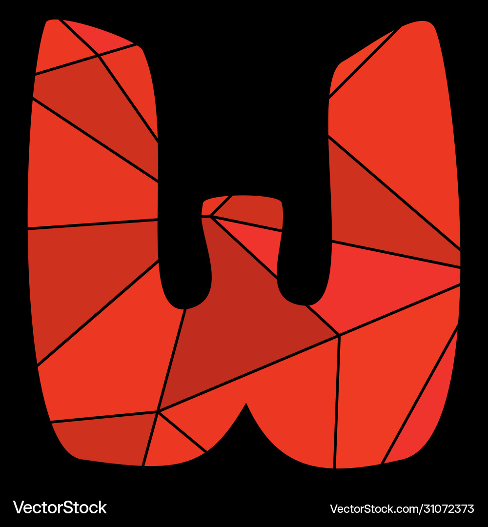 W red alphabet letter isolated on black background