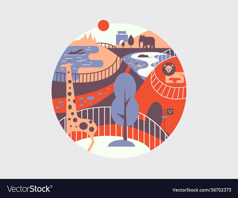 Zoo flat Royalty Free Vector Image - VectorStock