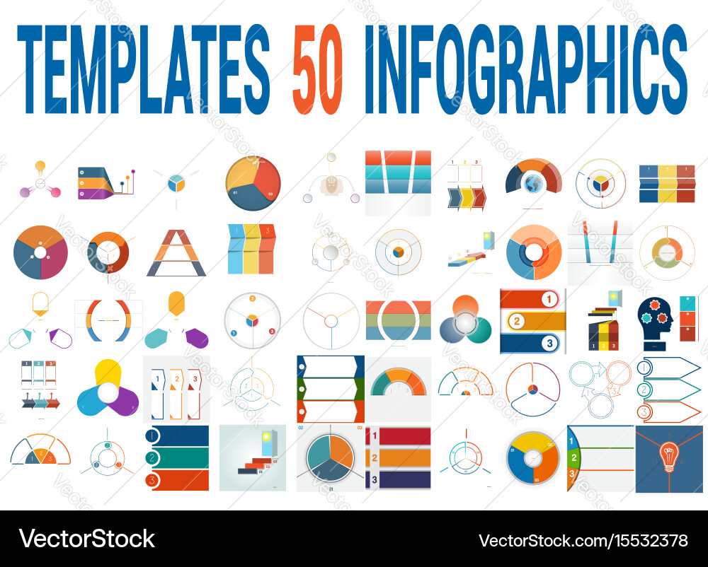 50 templates for infographics three positions Vector Image