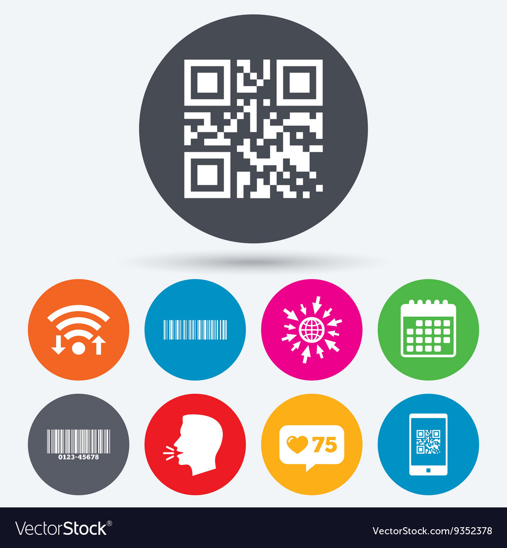 Bar and qr code icons scan barcode symbol Vector Image