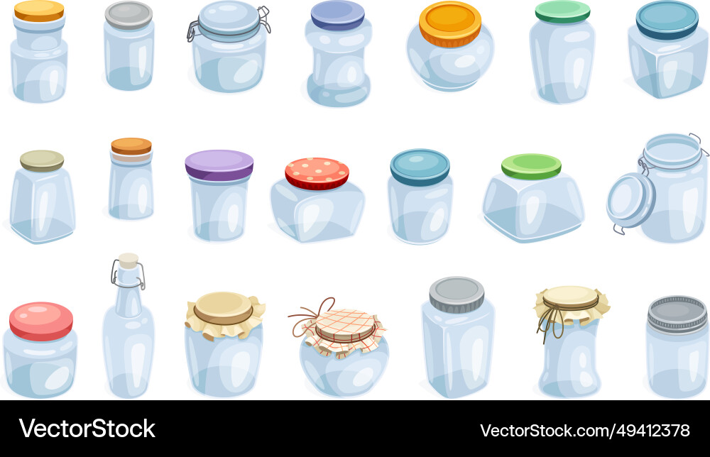 Cartoon empty jars kitchen glass mason jar Vector Image