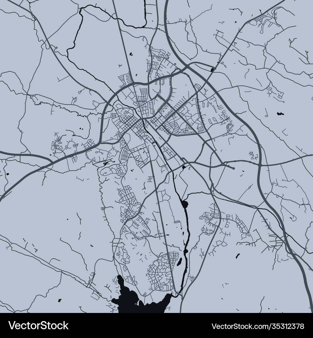 Detailed map uppsala city linear print Royalty Free Vector