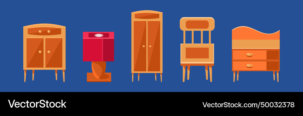 Furniture object and room interior item set Vector Image