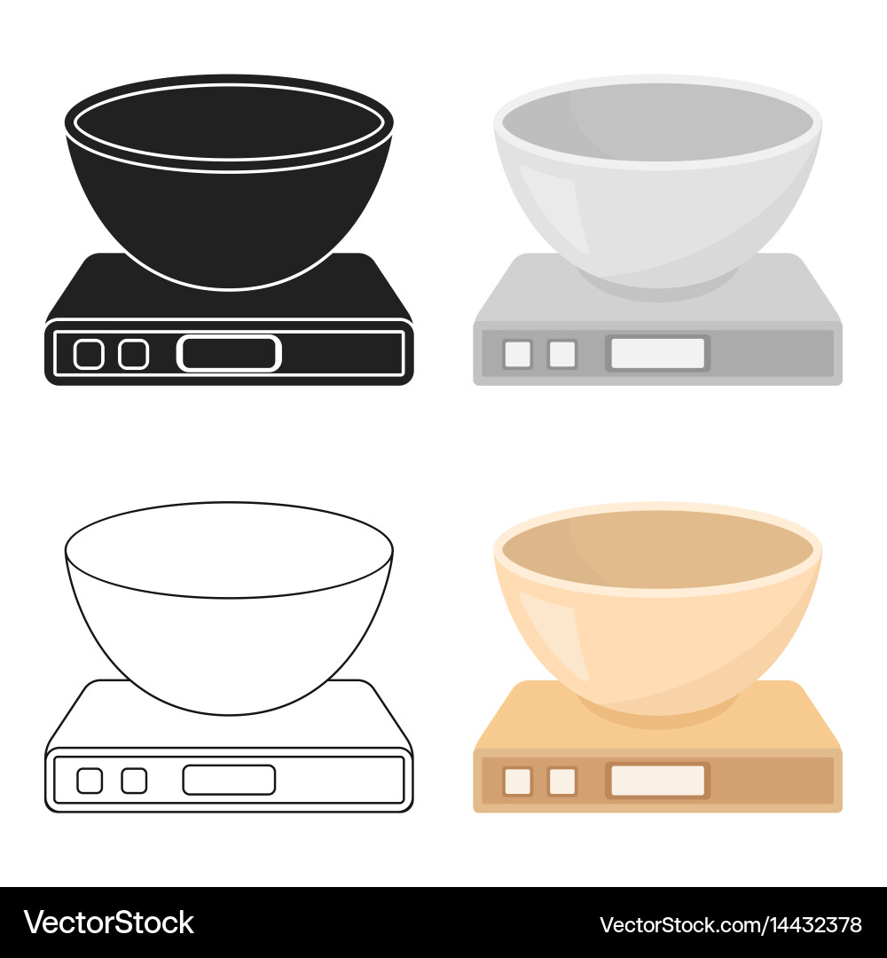 Kitchen scale icon in cartoon style isolated Vector Image