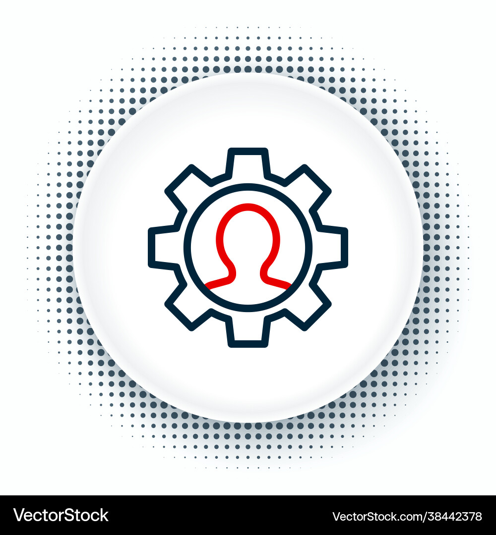 Line human with gear icon isolated on white Vector Image
