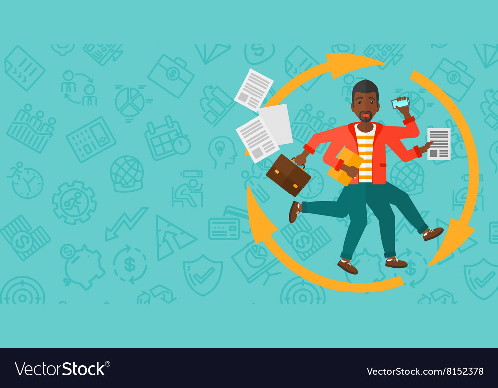Man coping with multitasking Royalty Free Vector Image