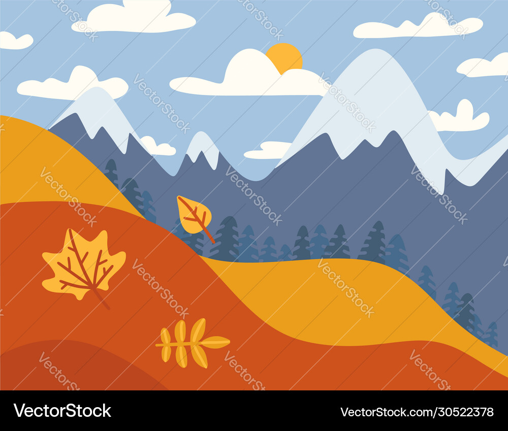 Mountain landscape autumn fields landscape with a Vector Image