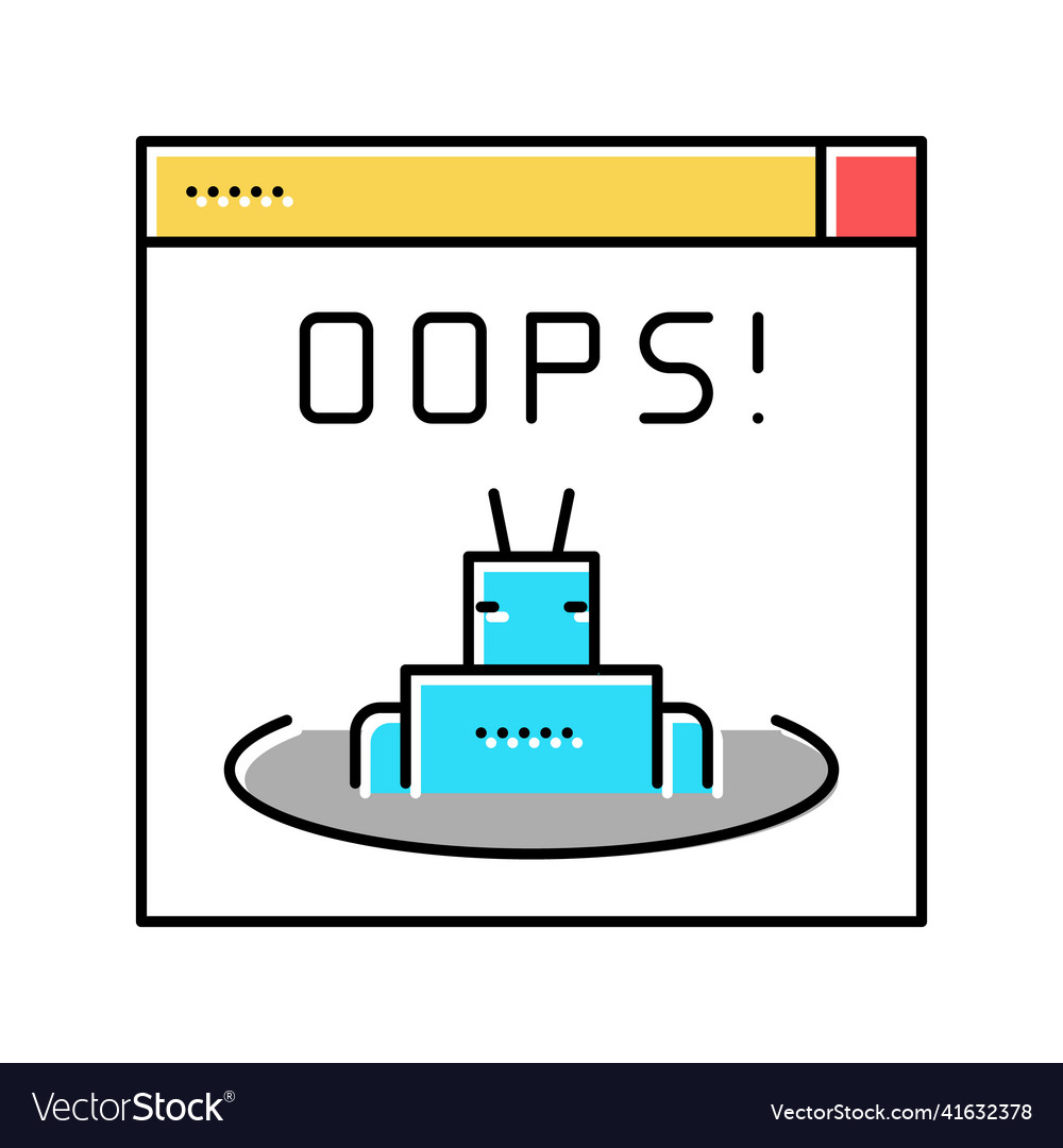 Oops web error color icon Royalty Free Vector Image
