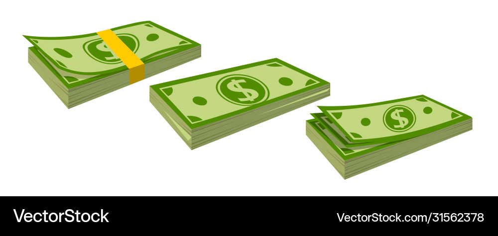Packing money banknotes flat cartoon set Vector Image