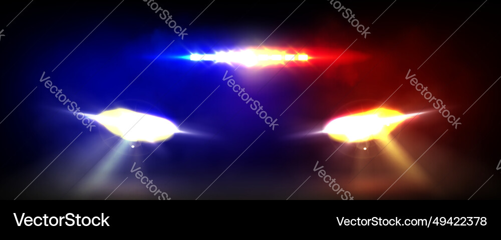 Police car light bar and headlights Royalty Free Vector