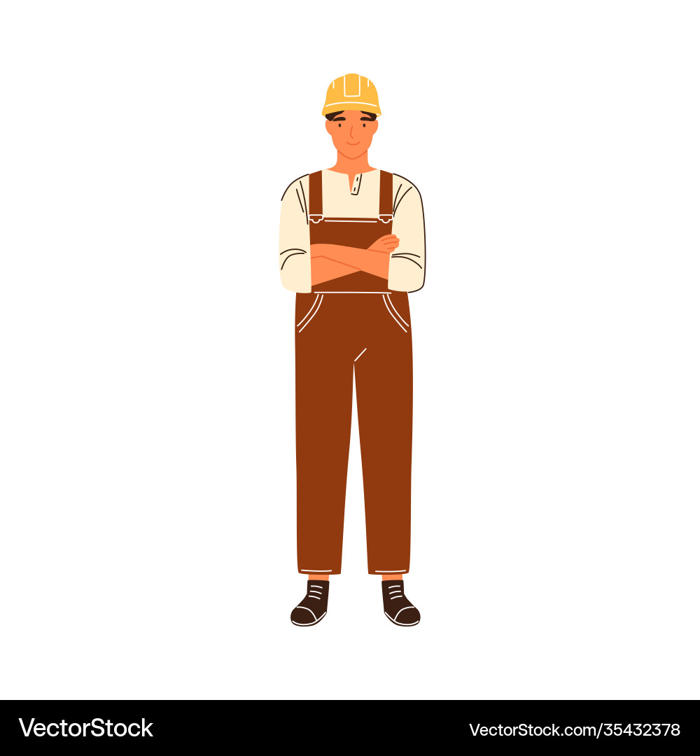 Portrait male construction worker standing with Vector Image