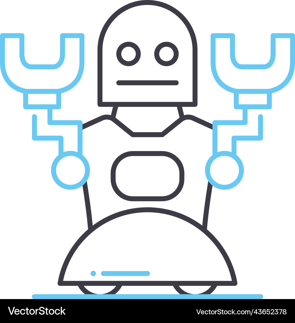 Robot service line icon outline symbol Royalty Free Vector