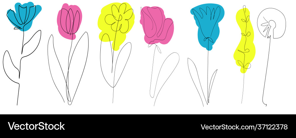 Set beautiful spring flowers isolated on white Vector Image