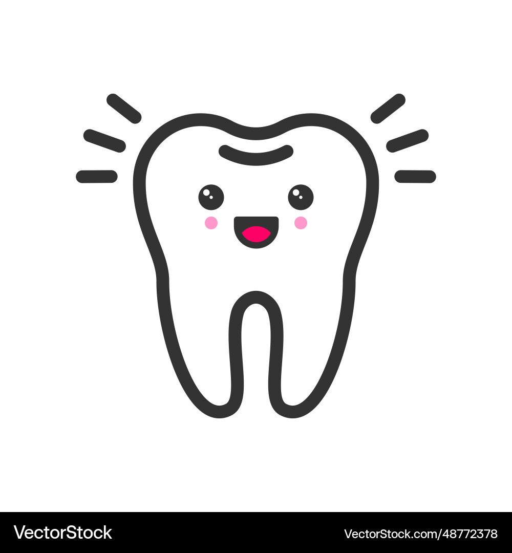 Shiny clean tooth with emotional face cute Vector Image