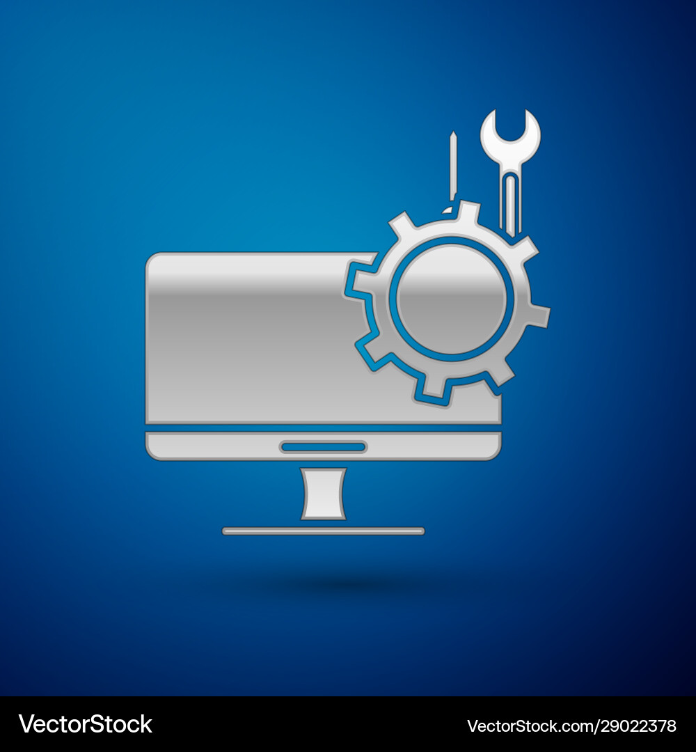 Silver computer monitor with screwdriver Vector Image