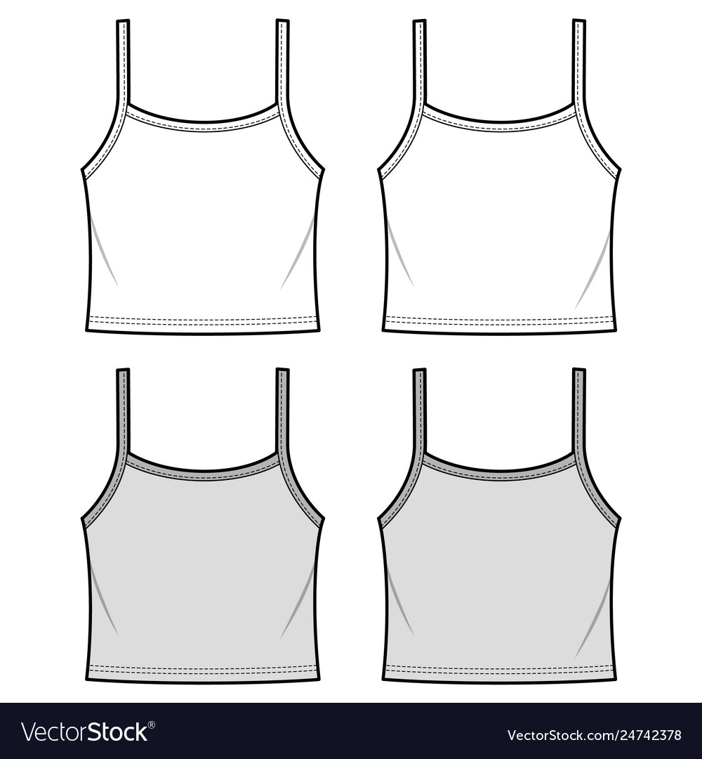 Tank Top Fashion Flat Sketch Template Royalty Free Vector