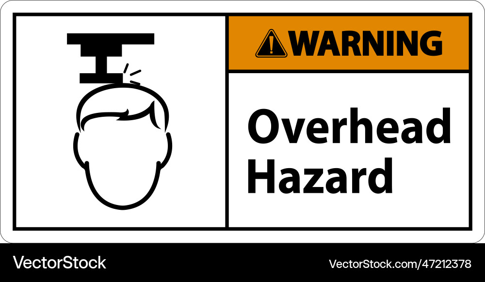 Warning overhead hazard sign on white background Vector Image