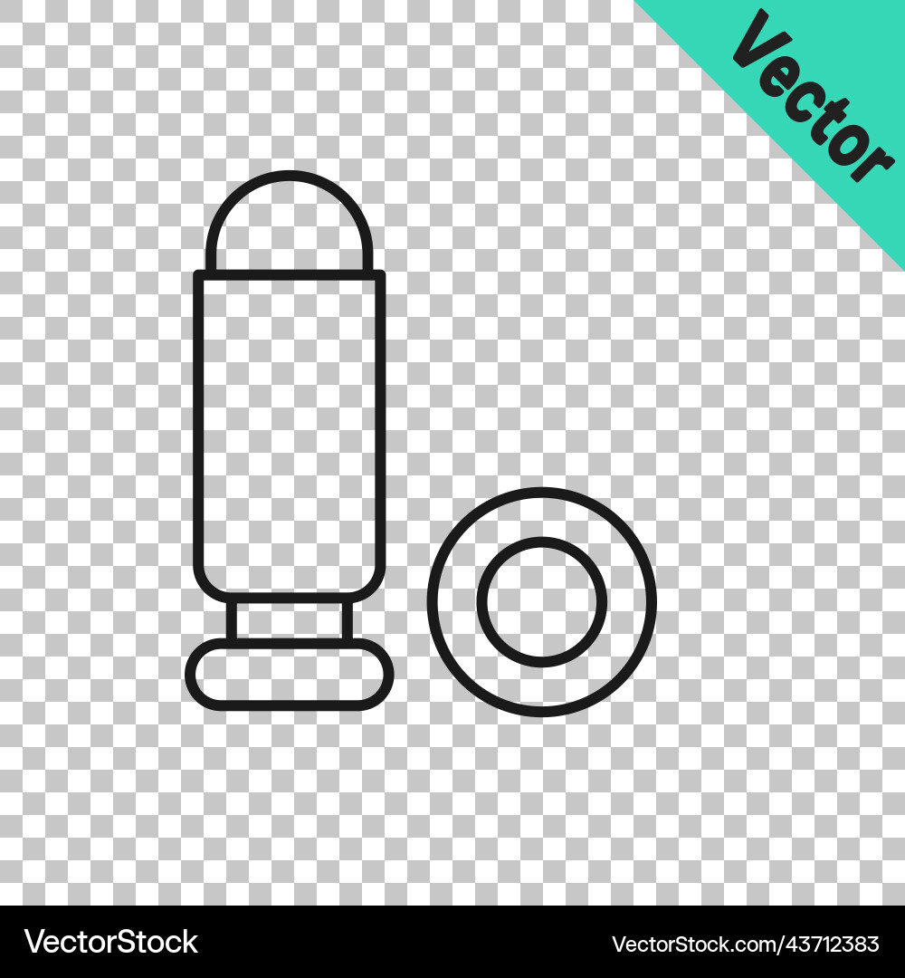 Black line bullet icon isolated on transparent Vector Image