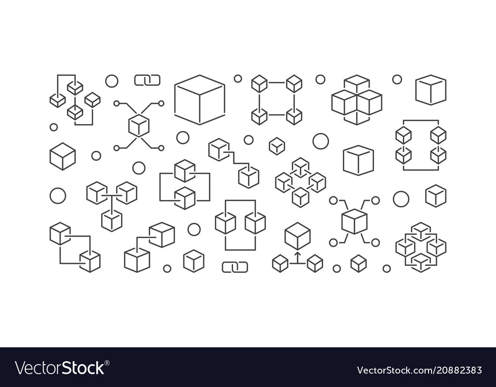 Blockchain technology concept linear Royalty Free Vector