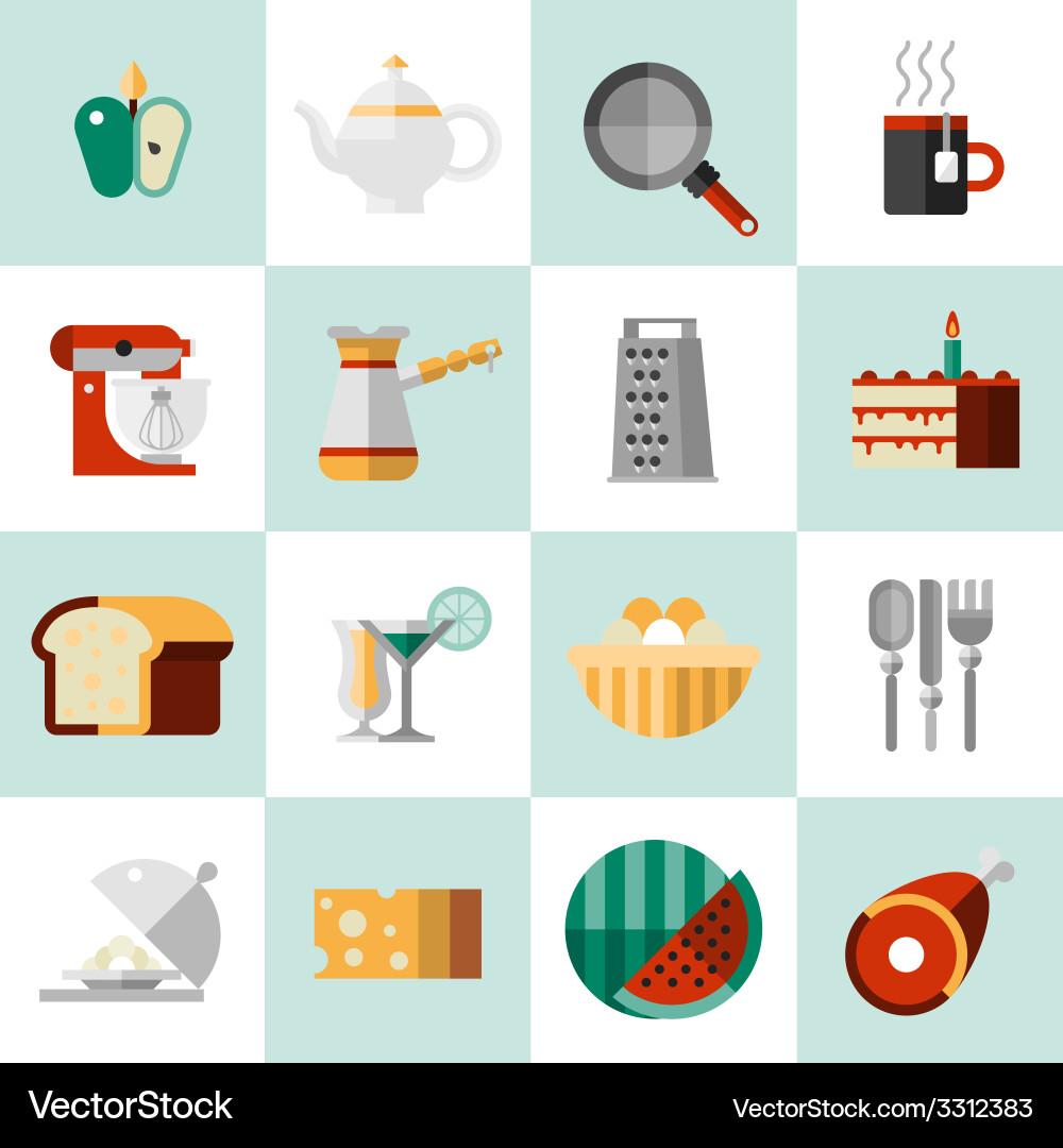 Cooking food icons Royalty Free Vector Image - VectorStock