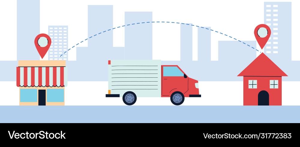 Delivery merchandise from store to home Royalty Free Vector