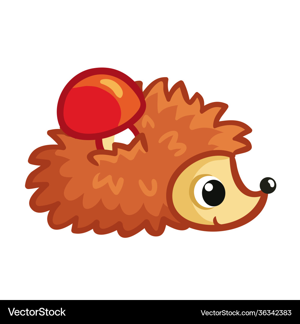 Hedgehog on a white background carries a red Vector Image