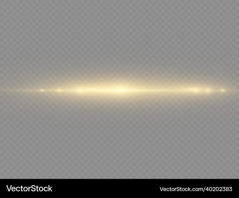 Horizontal light ray flash yellow line Royalty Free Vector
