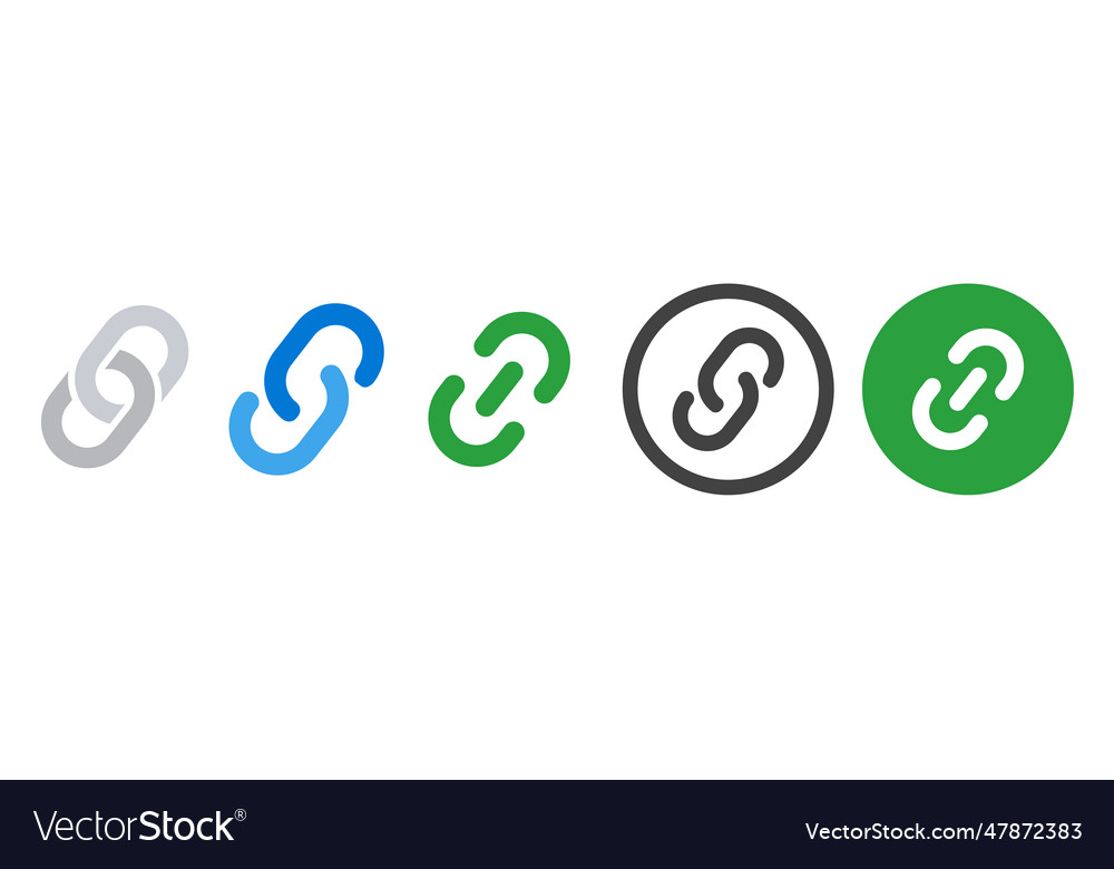 Hyperlink link chain symbol icon set collection Vector Image