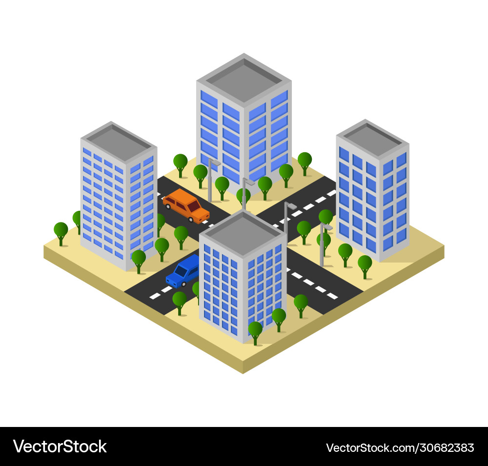 Isometric city icon in on white background Vector Image