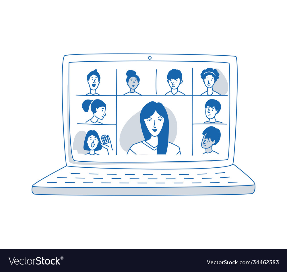 Learning online e-learning video call chat Vector Image
